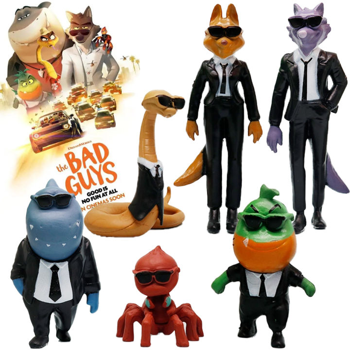 6pcs/set Movie The Bad Guys action figure Toys Kawaii Wolf Piranha ...