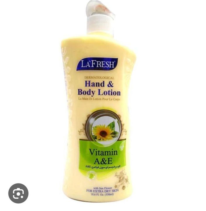 Lafresh vitamin A & E hand and body lotion 550ml | Daraz.lk