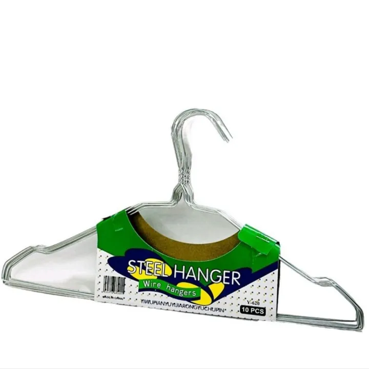Set of 10 High-Quality Silver Hangers - Space-Saving and Durable Metal ...