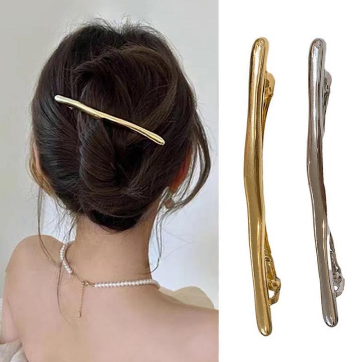 11cm Women New Simple Metal Golden Strip Long Barrettes Hair Clips ...