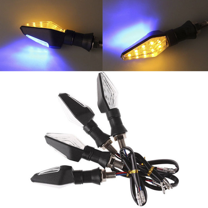 12 LEDs Amber+Blue Motorcycle Turn Signal Indicator Light Blinker Universal DC 12V | Daraz.com.np