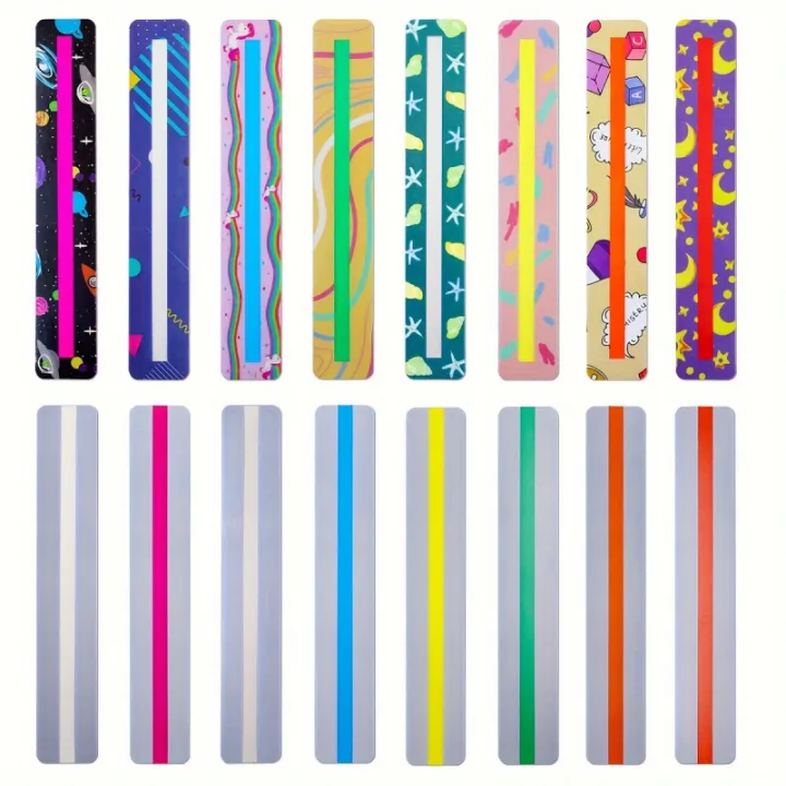 16 Pcs Guided Reading Highlight Bar, Color Overlay Bookmarks Help ...
