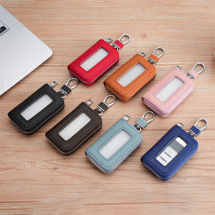 Leather Case keychain Lychee Pattern Light Luxury Mirror Window Visible ...