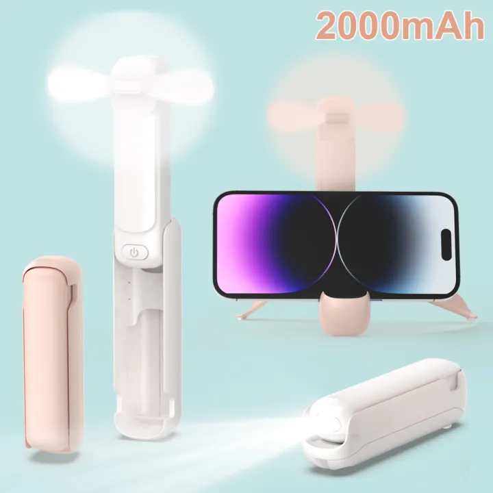 Portable Mini Handheld Fan Folding Hand Fan 2000mAh USB Rechargeable ...