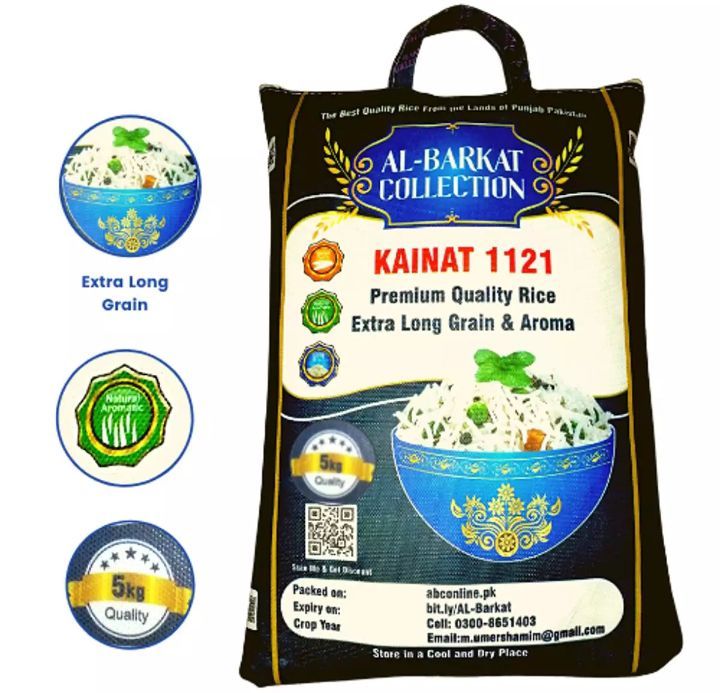 Kainat Rice 1121 extra long premium Quality steam rice - 5kg | Daraz.pk