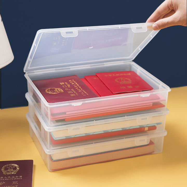Plastic File Storage Box Organization Transparent Square Storage Box A4 ...