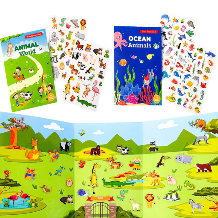 New Sticker Book Focus Potential Development Reusable Stickers Cartoon ...