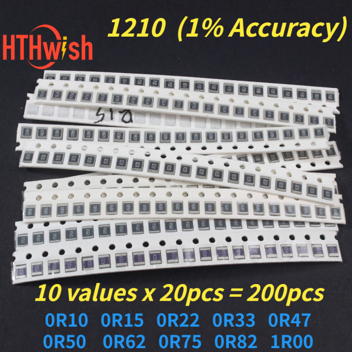 200PCS 1210 Resistor Kit 10 Kinds SMD 0.1R~0.82R 1% Low Precision Alloy ...