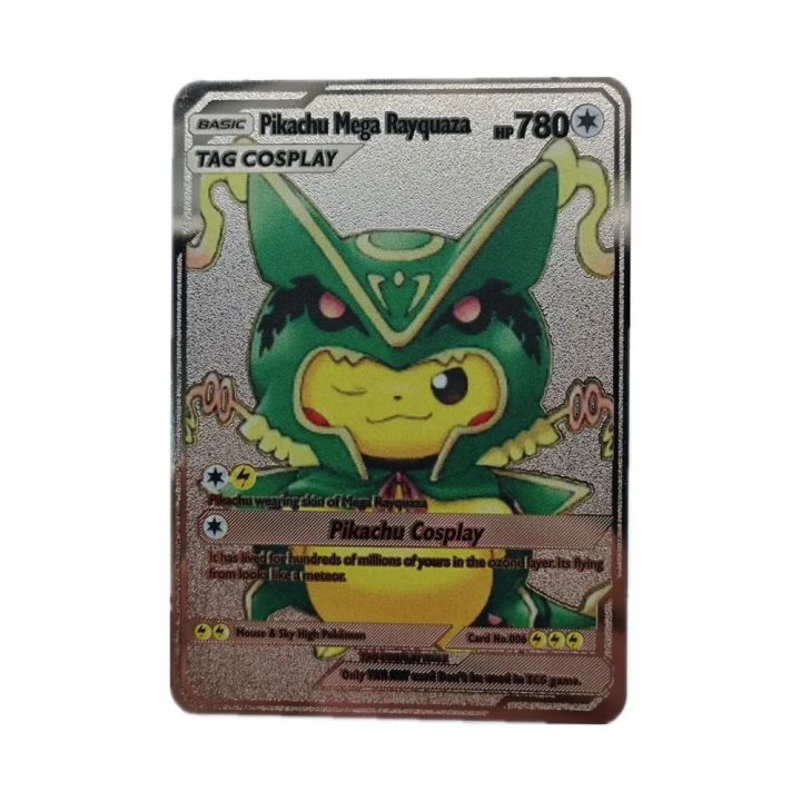 Pikachu Mega Rayquaza Iron Pokemon Cards Silver Foil Pokemon Letters in ...