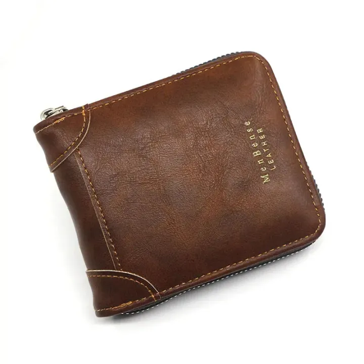Short Small Zipper Wallet for Men Male Vintage Fashion Casual PU ...