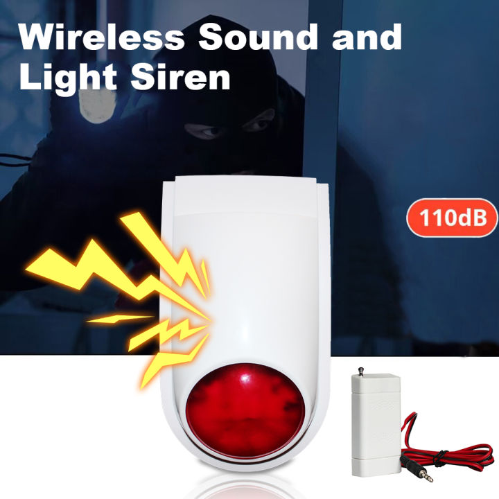 ONENUO 110dB Indoor Outdoor Wireless Flashing Siren Strobe Light Sensor ...