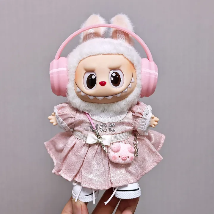 For Labubu High-quality Selected Doll Clothes 15cm-17cm Cute Pink Dress ...