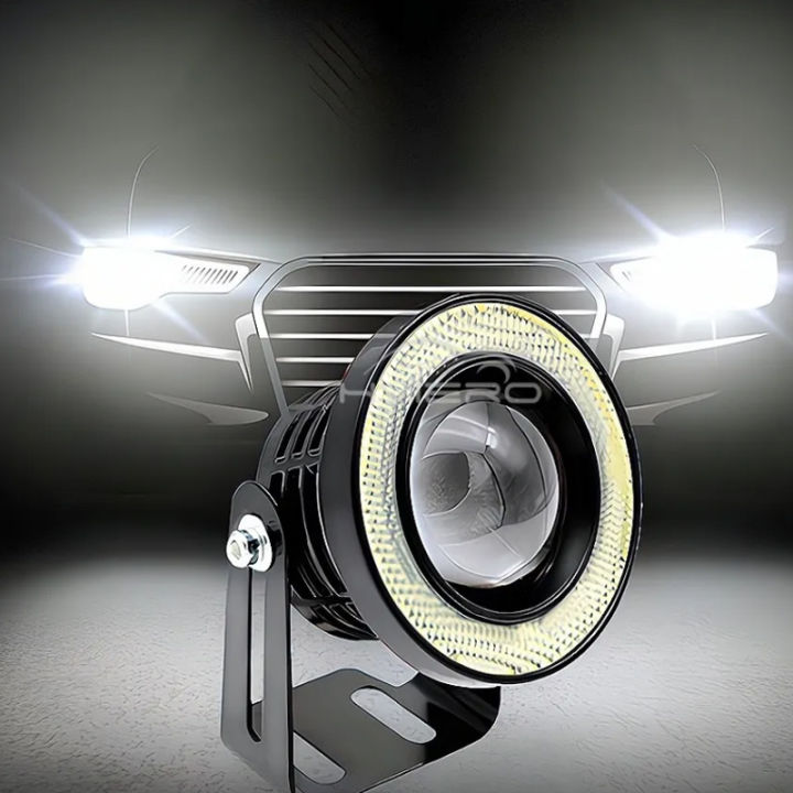 2X Car COB Auto DRL Led 12V HeadLamps Angel Eyes Fog 3.5inch Headlights ...