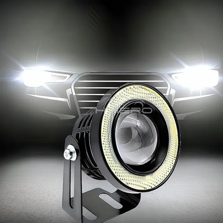 2X Car COB Auto DRL Led 12V HeadLamps Angel Eyes Fog 3.5inch Headlights ...