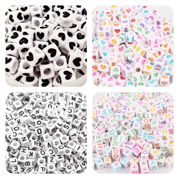 100PCS Colorful Square Letter Acrylic Beads Cube Alphabet Beads For ...
