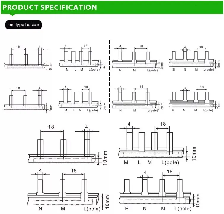 PIN TYPE Fork Type Copper Busbar for Distribution Box Circuit Breaker ...