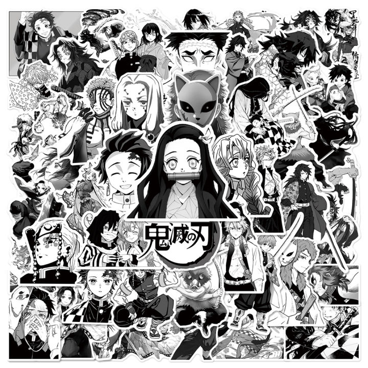 10/30/50/103PCS Black and White Cartoon Demon Slayer Stickers Anime ...