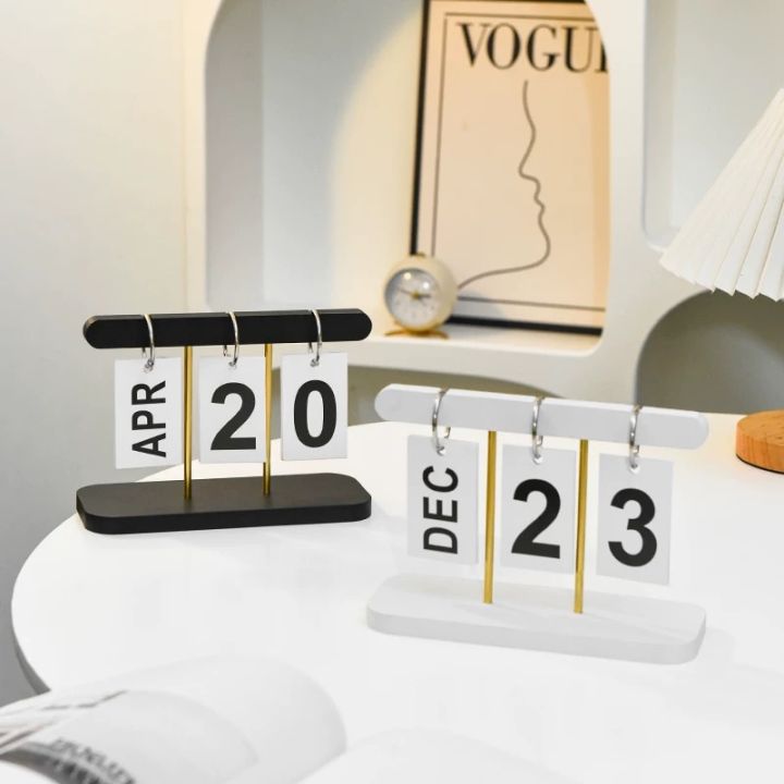 New Flip Wooden Perpetual Calendar Flip Month Date Display Desktop ...