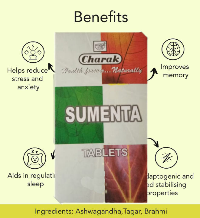 Charak Sumenta Tablets 60s Herbal relieve mild stress and anxiety ...