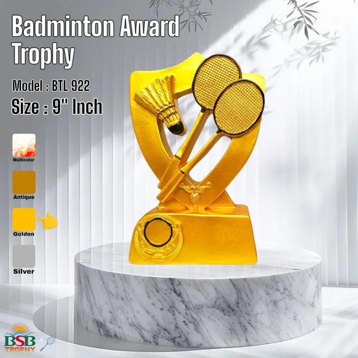 🏸 Badminton Runner-up & Champion Tournament Trophy (9" Inch) [Crest] 🏸 | Daraz.com.bd