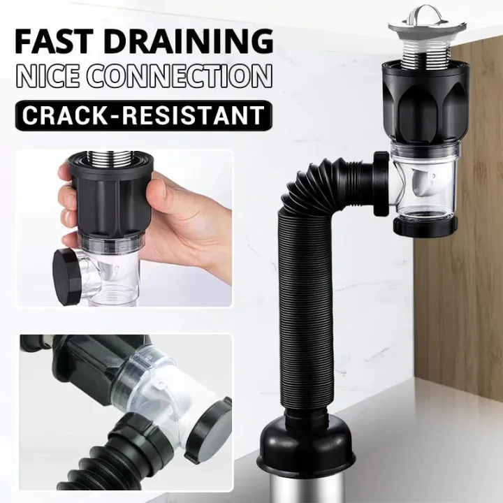 1-3PCS Multi Functional Universal Drain Hand Wash Basin Drain Pipe ...
