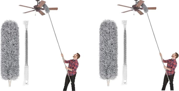 Microfiber Feather Duster Extendable Duster with 100 inches Extra Long ...