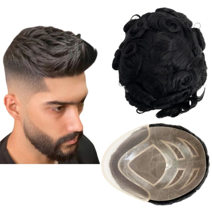Toupee for Men Human Hair Wigs Men Toupee FPM Prosthesis Units Patch ...