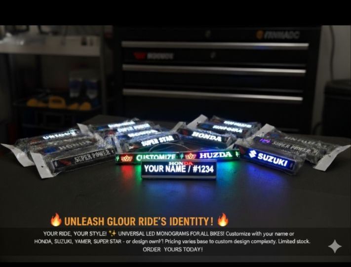 HONDA, SUZUK,SUPER POER,SUPER STAR,UNIQUE led front monogram number ...