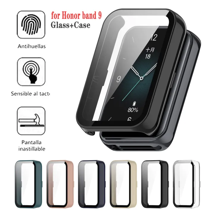 Case+Glass for Huawei Honor band 9 Tempered Glass Anti-scratch Film ...