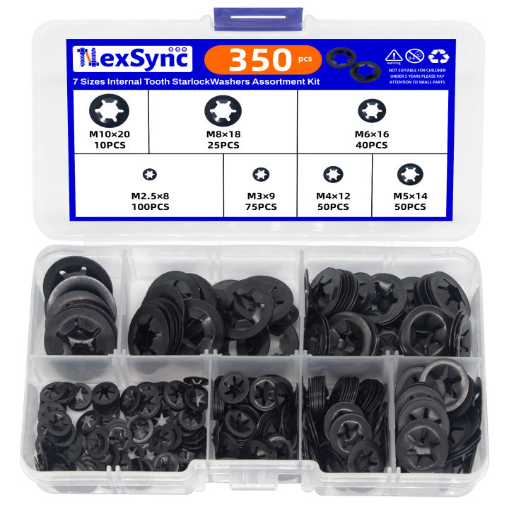 350PCS Internal Tooth Washers Push On Speed Clips Fasteners Assortment ...