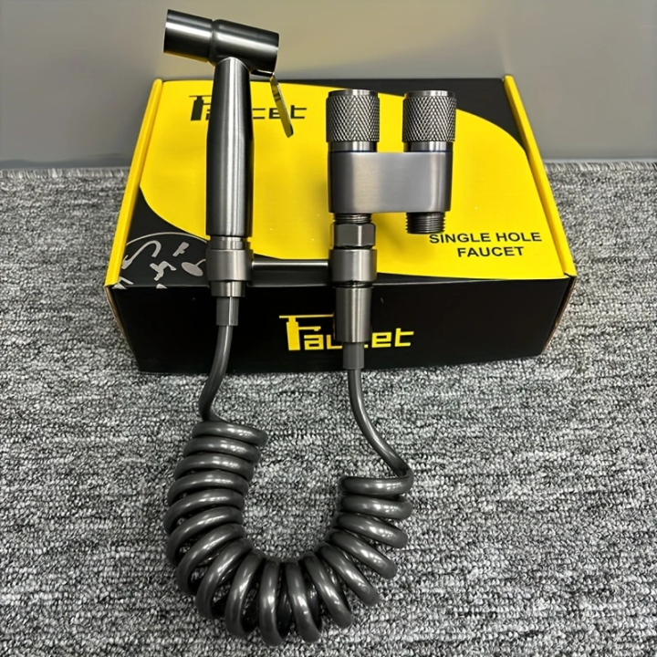 Wall mounted double outlet toilet spray, matching stainless steel wire ...