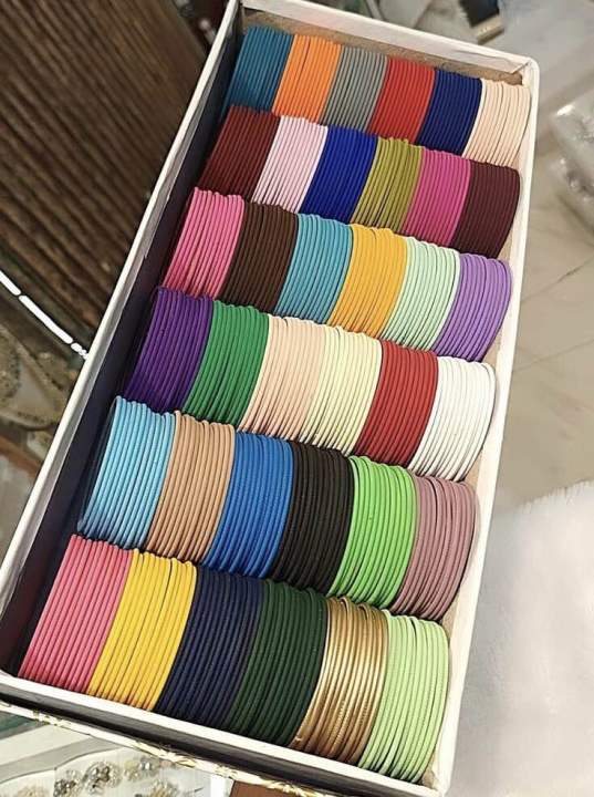 Pack of 10- ladies velvet bangles 10 set box each set included 12 ...
