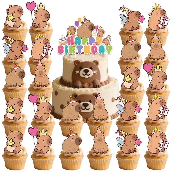 Capybara Cake Topper Cute Animal Cupcake Decorations For Kids Happy ...