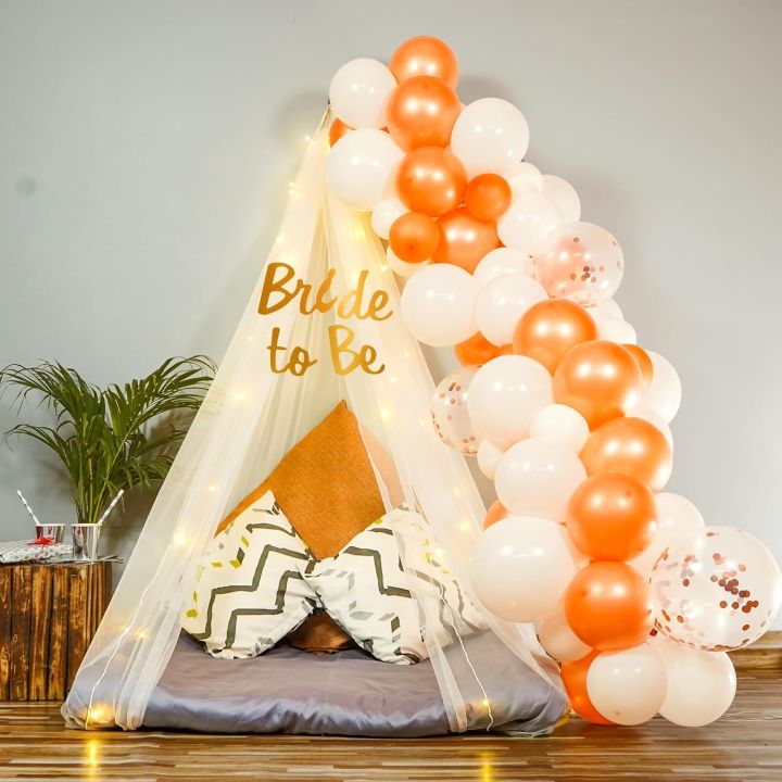 pack of 52 pcs theme set Bride To Be Decoration Set Combo With White ...