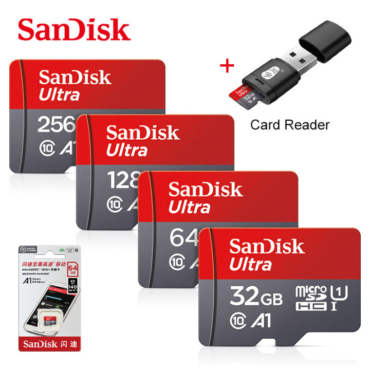 100% Original SanDisk Micro tf Card 256GB 128GB 64GB 32GB A1 Class 10 ...