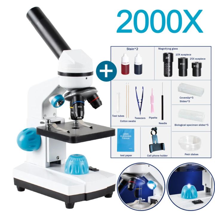2000x Biological HD Microscope Digital Laboratory Compound Microscope ...