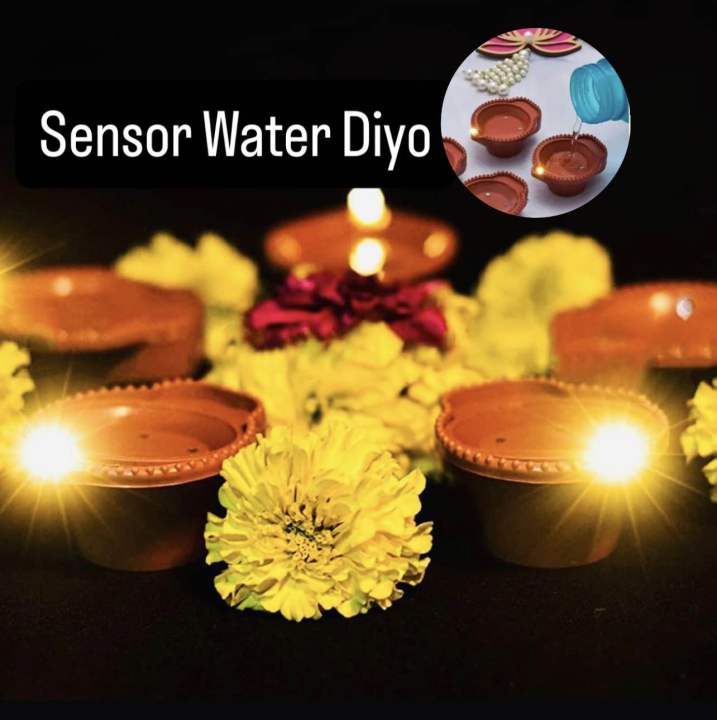 Water Sensor Electric LED Diyas Set of 6 Plastic Flameless & Smokeless ...