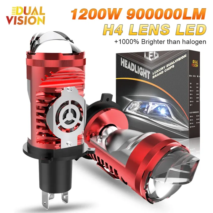 Dualvision H4 Bi LED Mini Projector Lens LED Headlight Bulb 900000LM ...