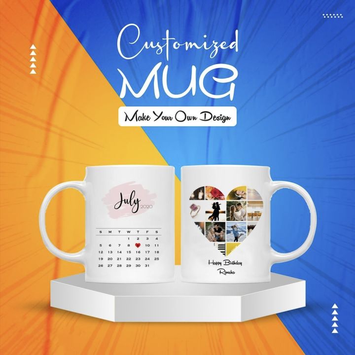 Custom birthday date calendar Mug with pic | Name | Photo | Picture ...