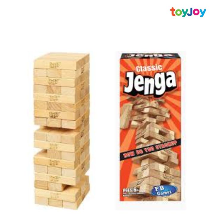 Wooden Jenga Block Stacking Game – Classic 54-Piece Tumbling Tower ...