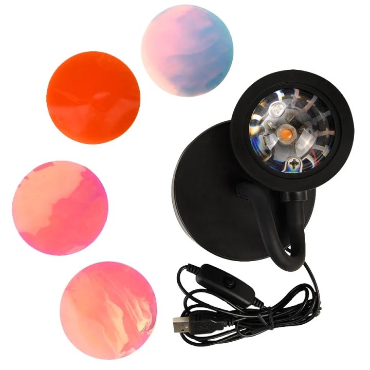 USB Sunset Lamp Sunset Projector Mood Light Living Room Bedroom Night ...