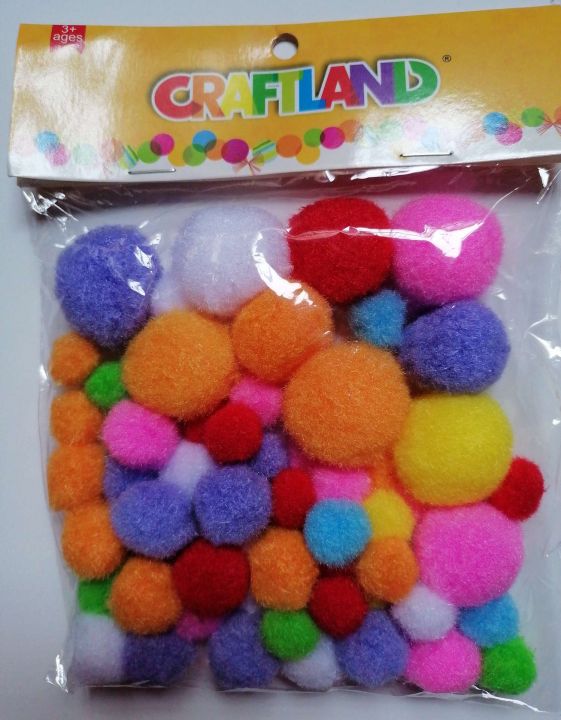 Soft Pom Pom Ball 3 Size Mixed pack Small ball, Medium Ball, Large Ball ...