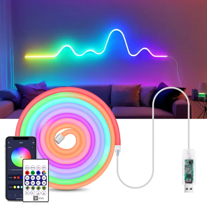USB LED 5V RGBIC Neon Strip Lights Dream Color Waterproof Ribbon Tape ...
