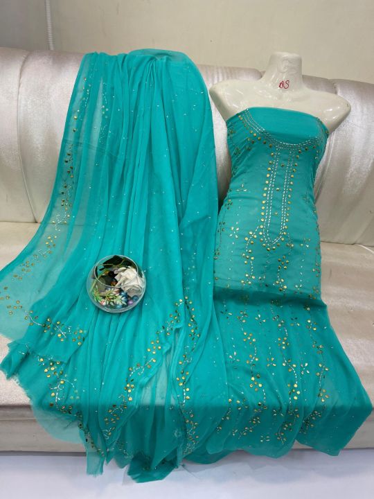 Hand Made Beautiful Mukesh Kamdani Suits | Daraz.pk