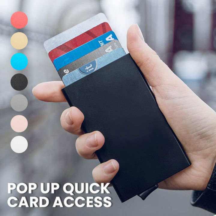 Slim Pop Up Wallet Minimalist Credit Card Holder For Men Women RFID ...