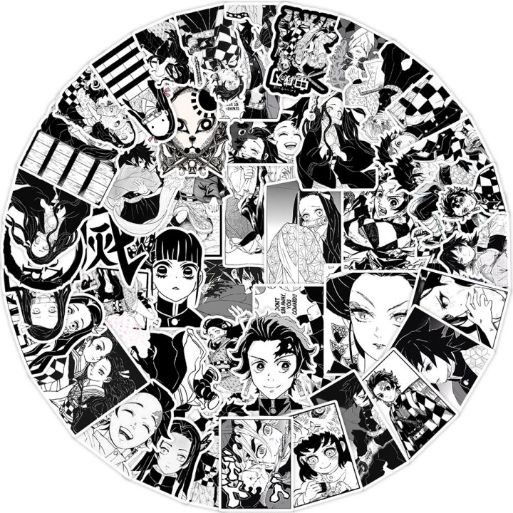 10/30/50pcs Anime Demon Slayer Kamado Tanjirou Stickers Cool Black and ...