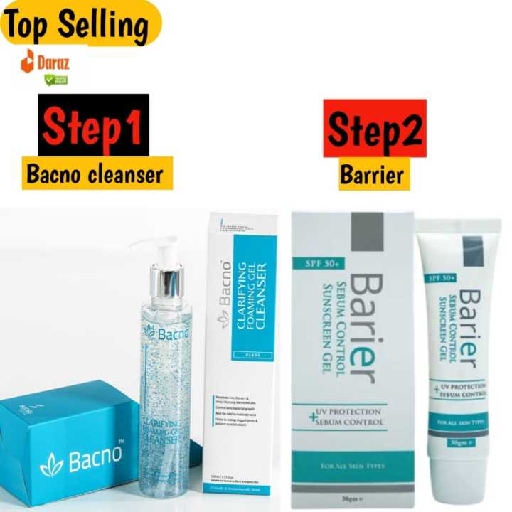 Barier Sunblock SPF 50 With Bacno Clarifying Foaming Facial Cleanser ...