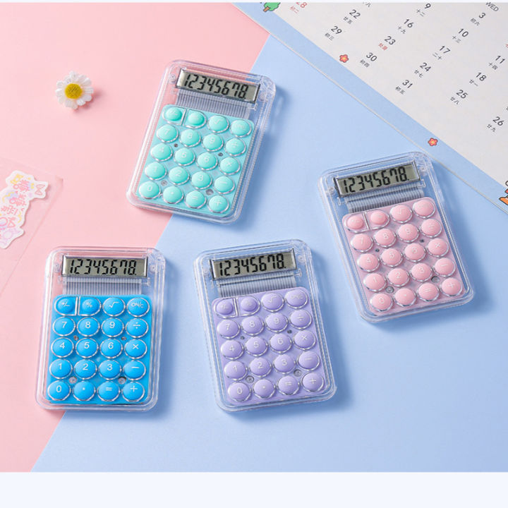 A Mini Transparent and Cute Candy-colored Calculator with A High Level ...