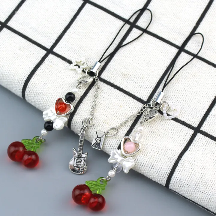 Super Cute Nana & Hachi Matching Phone Chain Charms Red Pink Heart Star ...