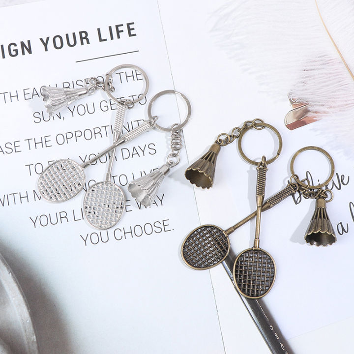 Metal Badminton Racket Keychain Mini Keychain For Car Sports key Ring ...